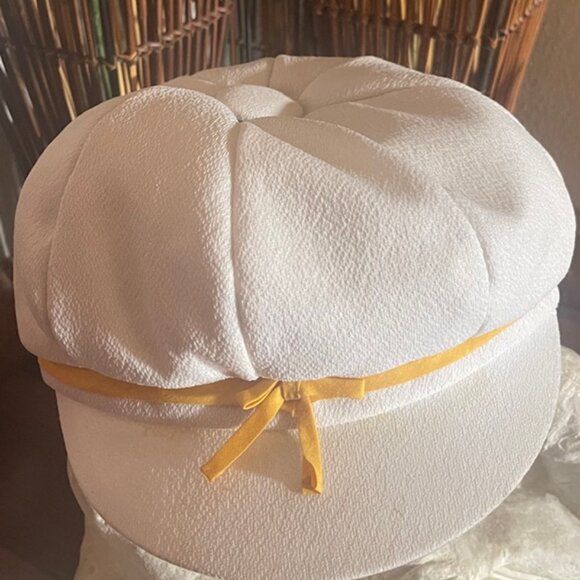 Accessories | Vintage 6s White Gogo Hat With Yellow Ribbon | Poshmark